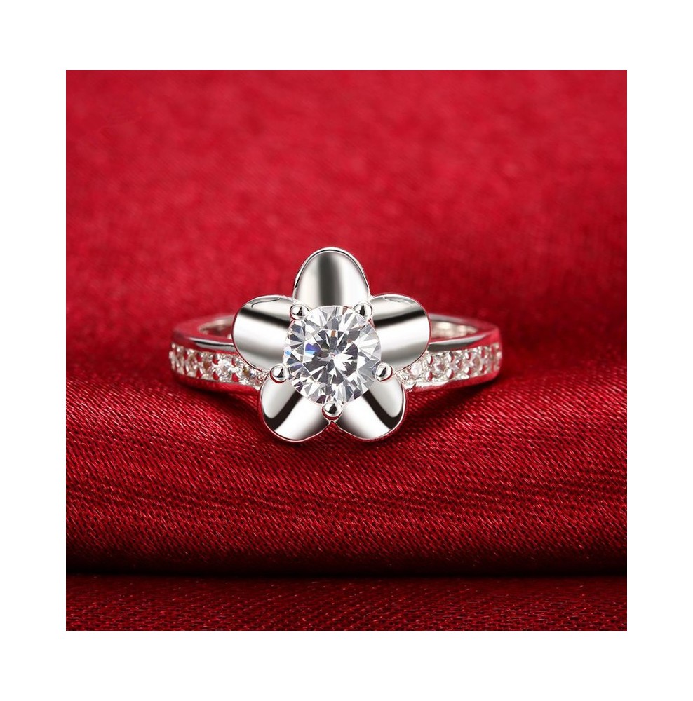 bague argent - bague fleur